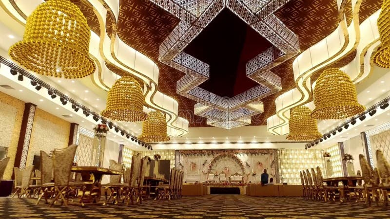Beautiful Interior Ceiling Design Inside a Marriage Hall Stock Footage ...