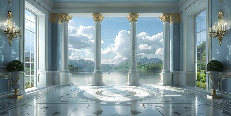 Beautiful Interior of a Classic Room, Palace Type with White Marble ...