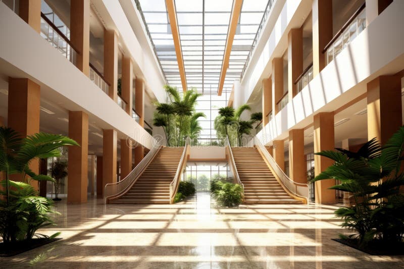 Beautiful Interior Design of Lobby Empty Mall Stock Illustration ...