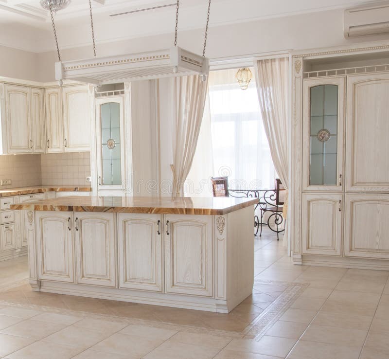 Beautiful Interior of the Kitchen Area Stock Photo - Image of floor ...