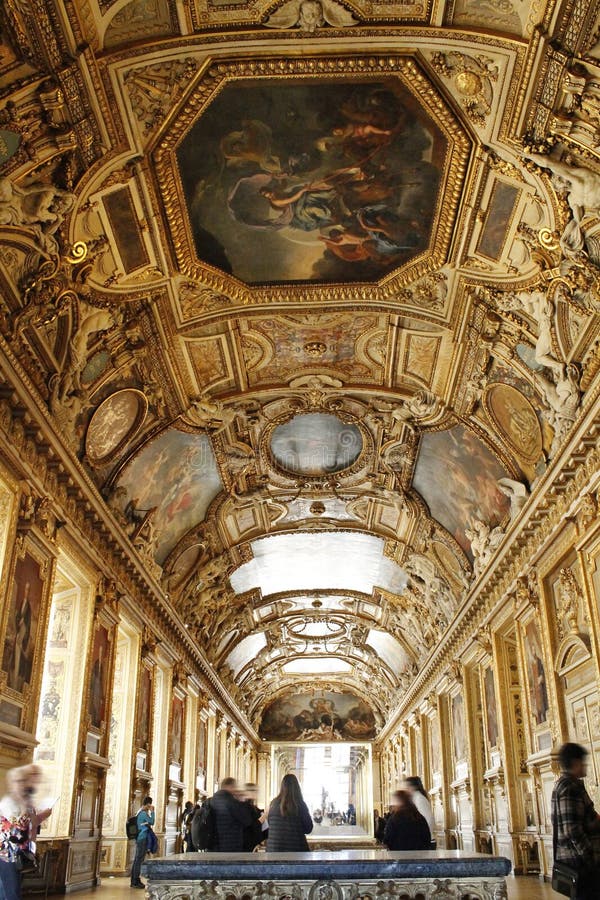 Beautiful Interior at Louvre Museum, Paris Editorial Stock Photo ...