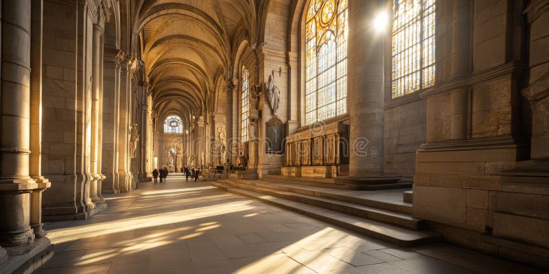 A Beautiful Interior View of a Grand Architectural Space. Soft Sunlight ...