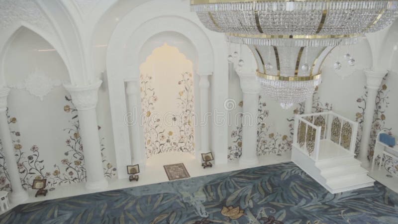 Beautiful Interior of White Mosque with Patterns. Scene. Light White ...