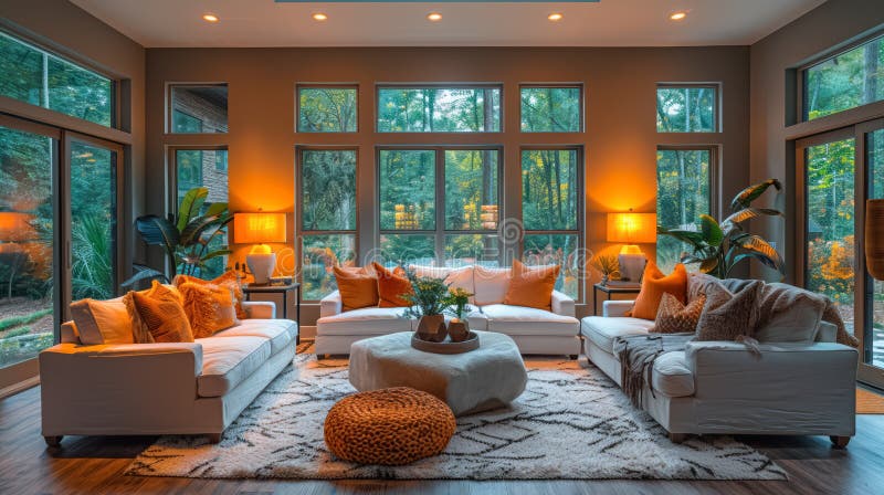 Beautiful Intimate and Inviting Living Room Interior Design Stock ...