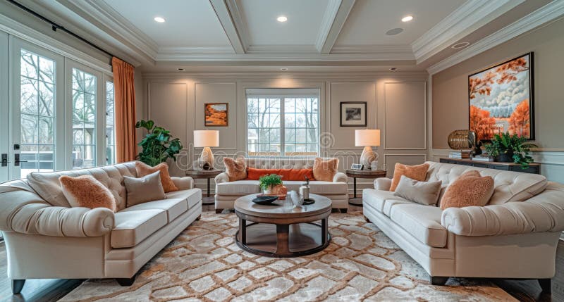 Beautiful Intimate and Inviting Living Room Interior Design Stock ...