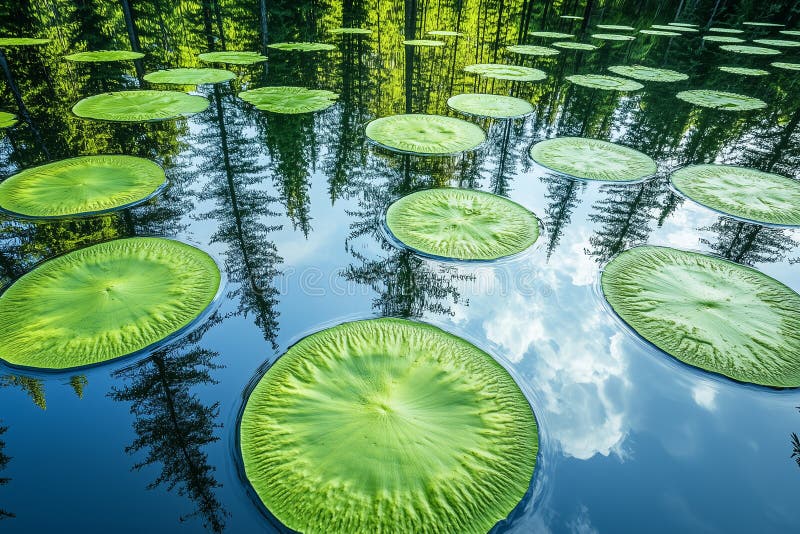 Beautiful Intricate Algae Patterns Atop Still Water in a Serene Natural ...