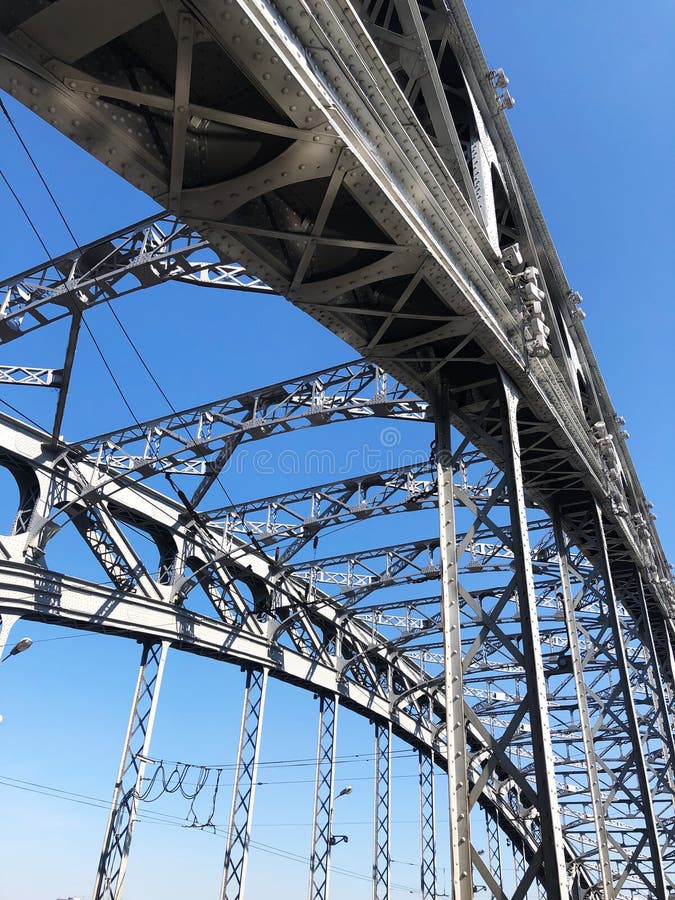 Beautiful Iron Bridge Across the River View Stock Photo - Image of ...