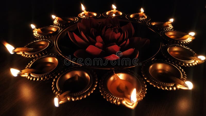 Beautiful Iron Frame Diyas Light Up on Diwali Stock Photo - Image of ...