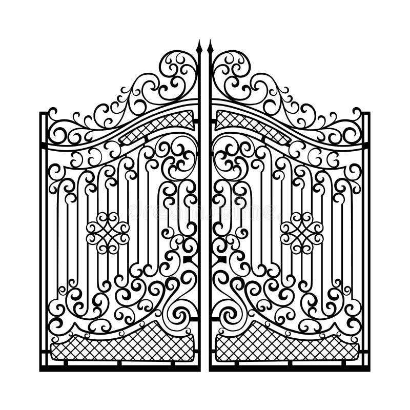 Beautiful Iron Ornament Gates. Black on White Stock Vector ...