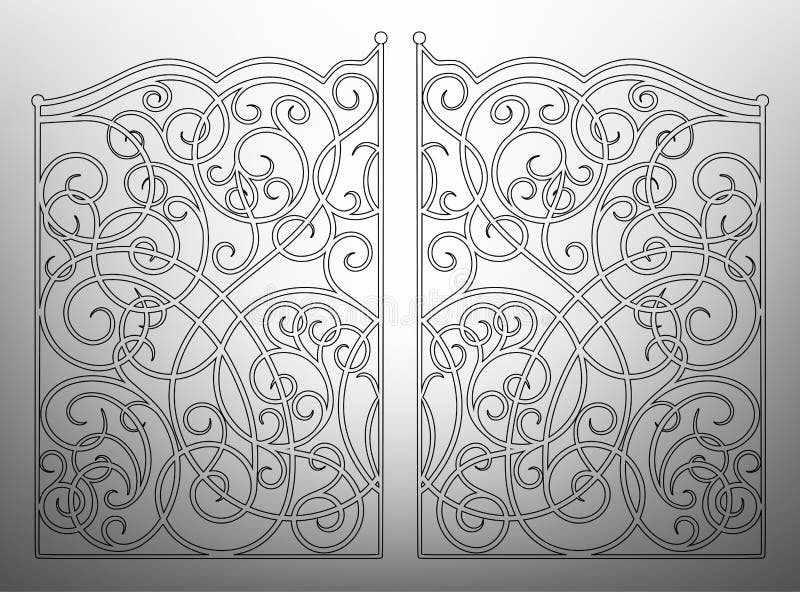 Beautiful Iron Ornament Gates. Black on White Stock Vector ...