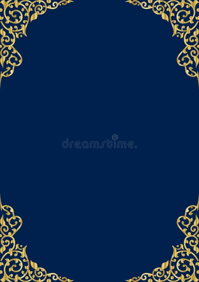 Beautiful Islamic Background Blue Golden Frame Bg Stock Illustration ...