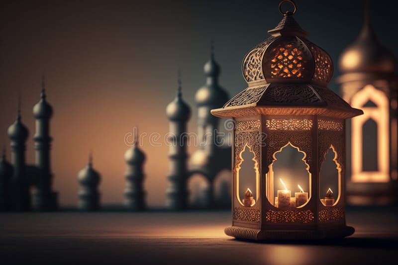 Islamic Light Lamp Lantern Ramdan Eid Background Design Stock ...