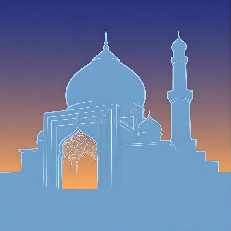 Islamic Mosque Architecture Silhouette Design Vector Illustration Art ...