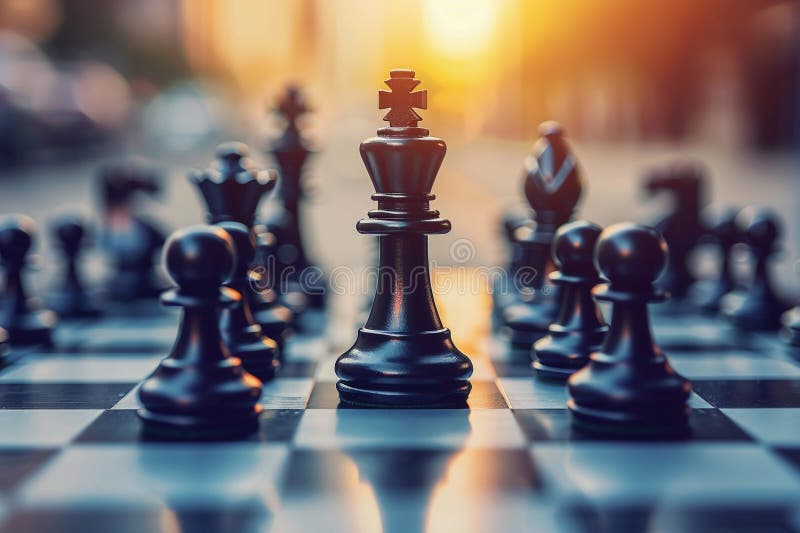 Beautiful Chess Piece Standing on Checkered Game Board during Strategic ...