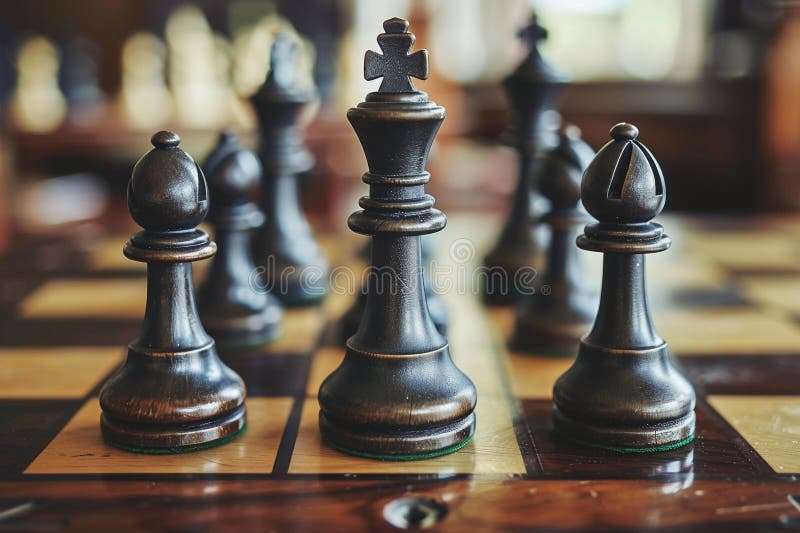 Beautiful Chess Piece Standing on Checkered Game Board during Strategic ...