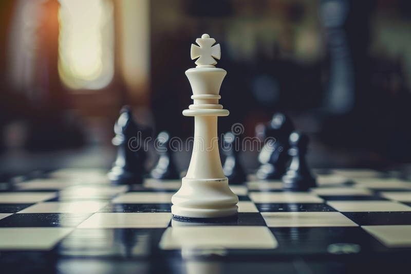 Beautiful Chess Piece Standing on Checkered Game Board during Strategic ...