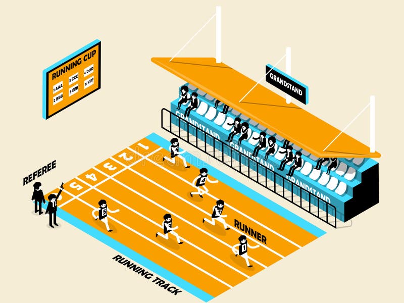 Beautiful Isometric Design of Athletics, Running Track Stock Vector ...