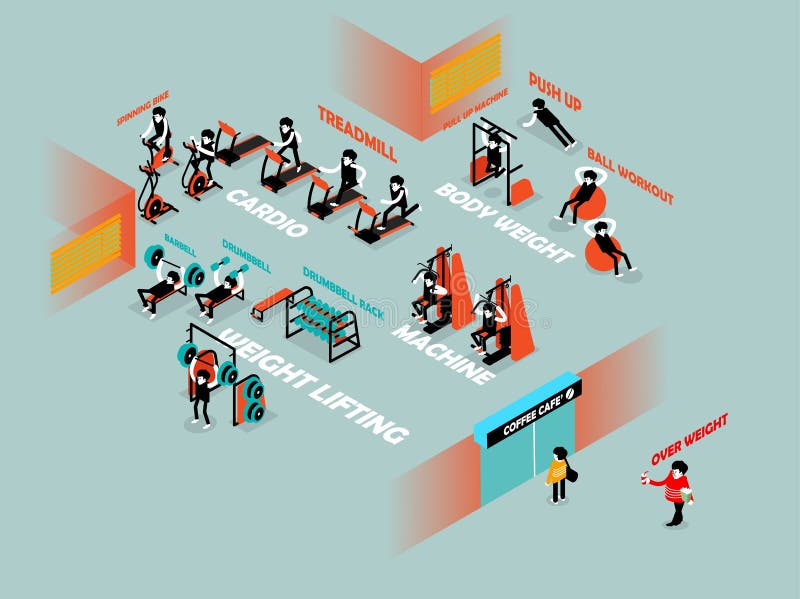 Beautiful Isometric Flat Design of Info-graphic Workout in Gym Stock ...