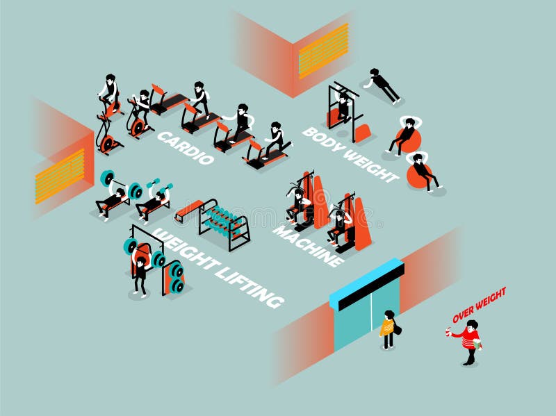 Beautiful Isometric Flat Design of Info-graphic Workout in Gym Stock ...