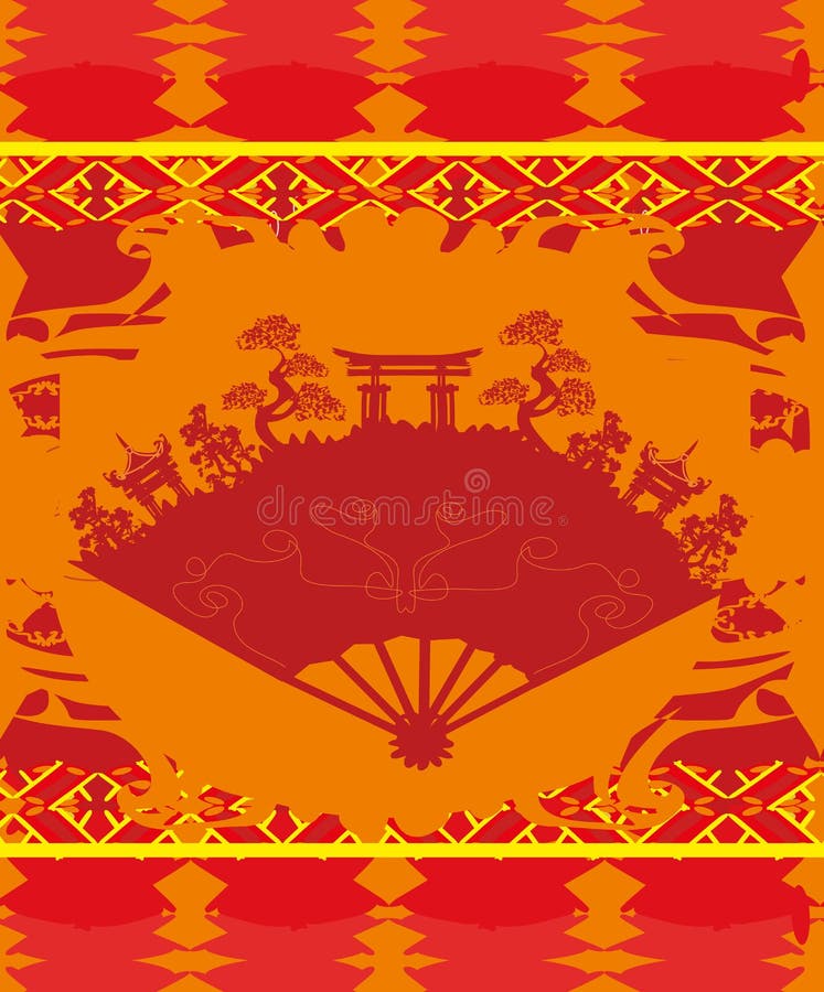 Beautiful Japan Abstract Ancient Buildings Range Stock Vector ...