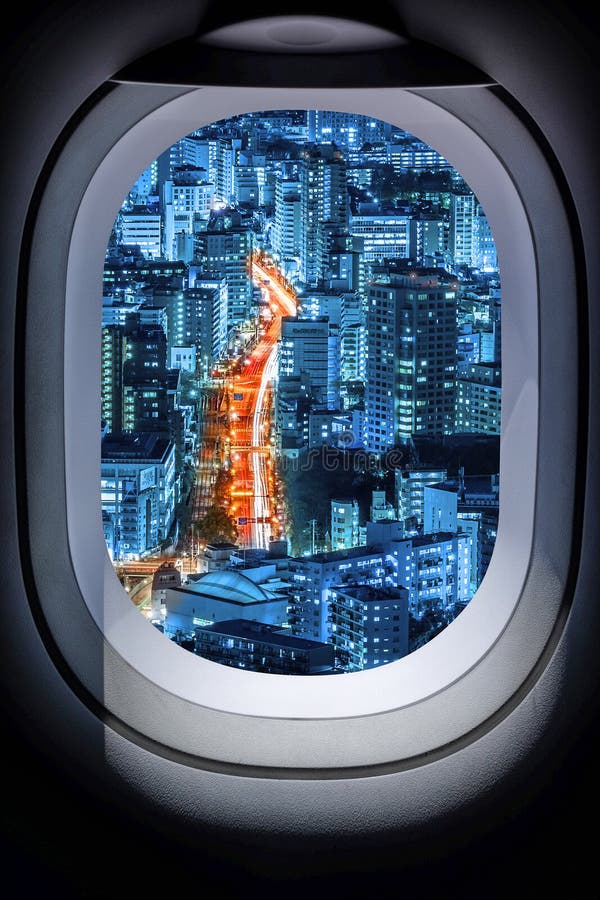Beautiful Japan Cityscape from Aircraft Window Stock Image - Image of ...