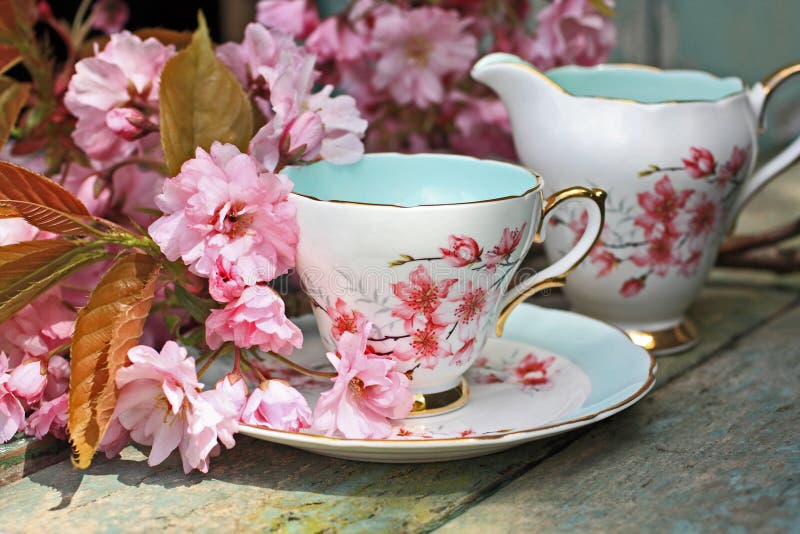 Spring Tea Cup and Lilacs stock photo. Image of birthday - 14338966