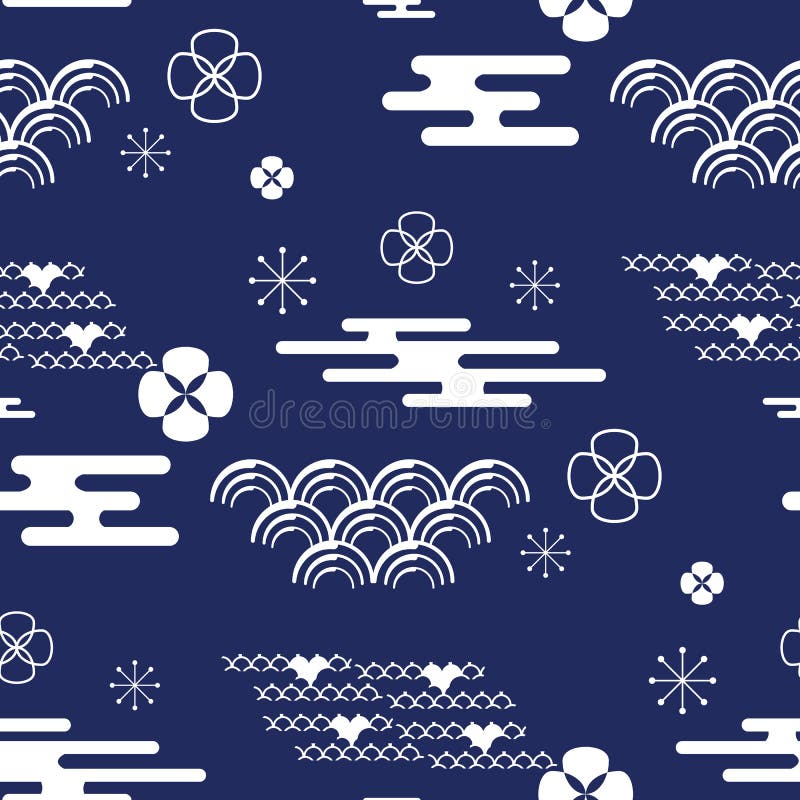 Japanese seamless pattern stock vector. Illustration of sakura - 111292426