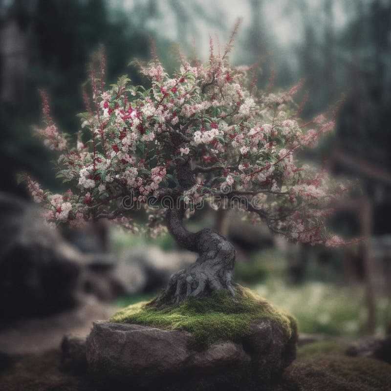Beautiful Japanese Sour Cherry Tree in the Spring, Ai Artwork Stock ...