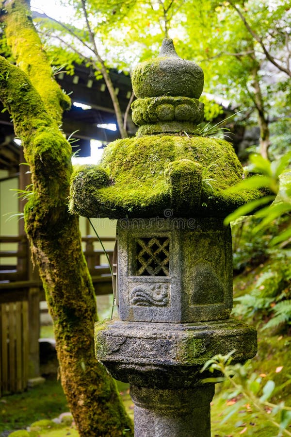 Beautiful Japanese Toro Lantern Covered with Moss Stock Image - Image ...