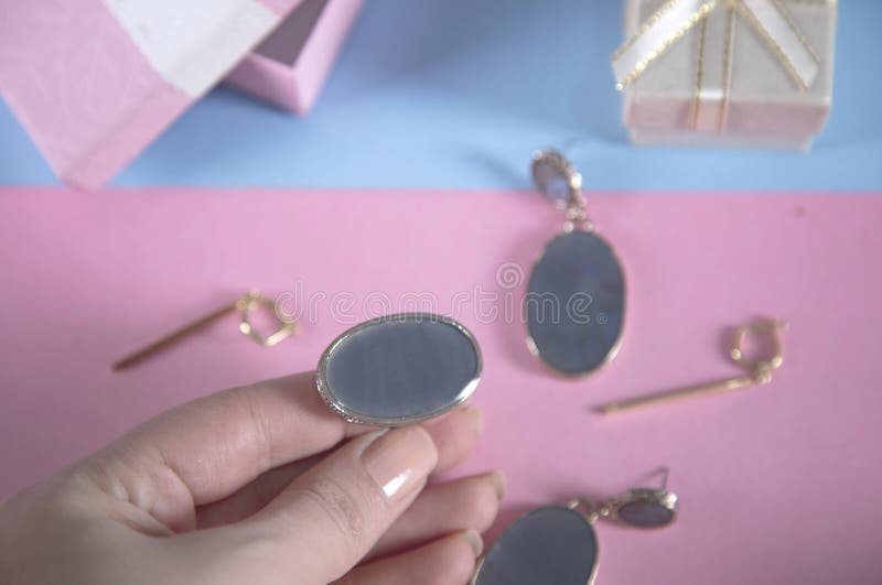 Beautiful jewelry on table stock photo. Image of elegance - 176346898