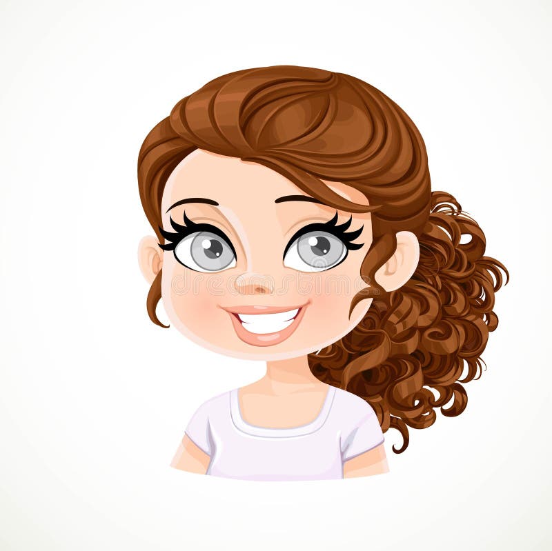 Beautiful Joyfully Smiling Cartoon Brunette Girl with Dark Chocolate ... Beautiful Joyfully Smiling Cartoon Brunette Girl with Dark Chocolate ...