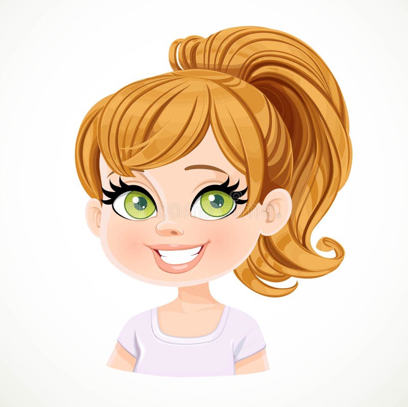 Beautiful Joyfully Smiling Cartoon Brunette Girl with Dark Red Hair ... Beautiful Joyfully Smiling Cartoon Brunette Girl with Dark Red Hair ...