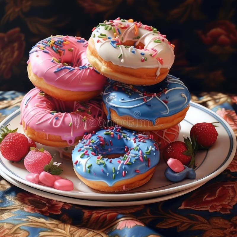 Beautiful juicy donuts stock image. Image of background - 289363641