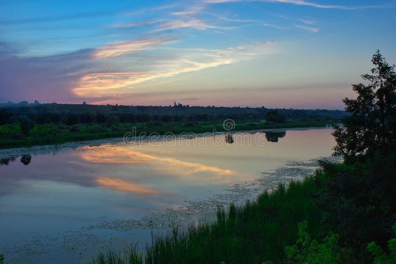 Beautiful July sunset. stock image. Image of light, horizon - 98110623