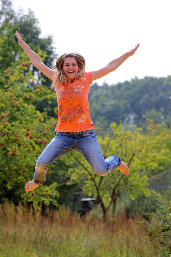 Beautiful Jumping Girl stock photo. Image of happy, activity - 26927204