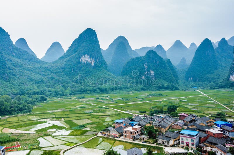 Beautiful Karst Rural Scenery in Guilin, China Stock Image - Image of ...
