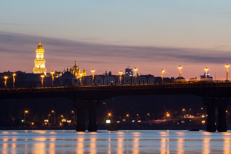 Beautiful Kiev Skyline at Sunset, Ukraine Stock Image - Image of ...