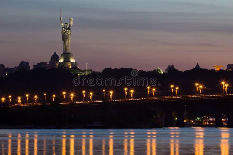 Beautiful Kiev Skyline at Sunset, Ukraine Stock Photo - Image of light ...