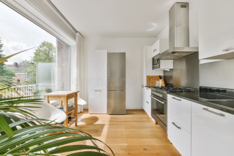 Beautiful kitchen design stock image. Image of decorative - 233256807