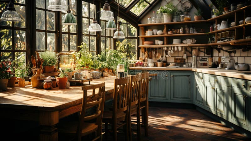 Beautiful kitchen interior stock image. Image of house - 297186633