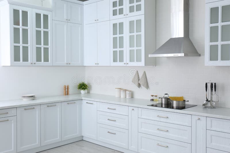 Beautiful Kitchen Interior with New Furniture Stock Image - Image of ...