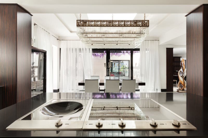 Beautiful Kitchen of a Luxury Apartment Stock Photo - Image of ...