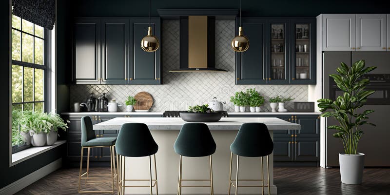 Beautiful Kitchen in Luxury Modern Contemporary Home Interior ...