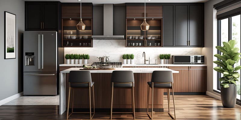 Beautiful Kitchen in Luxury Modern Contemporary Home Interior ...