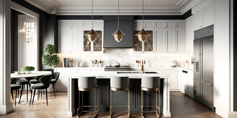 Beautiful Kitchen in Luxury Modern Contemporary Home Interior ...