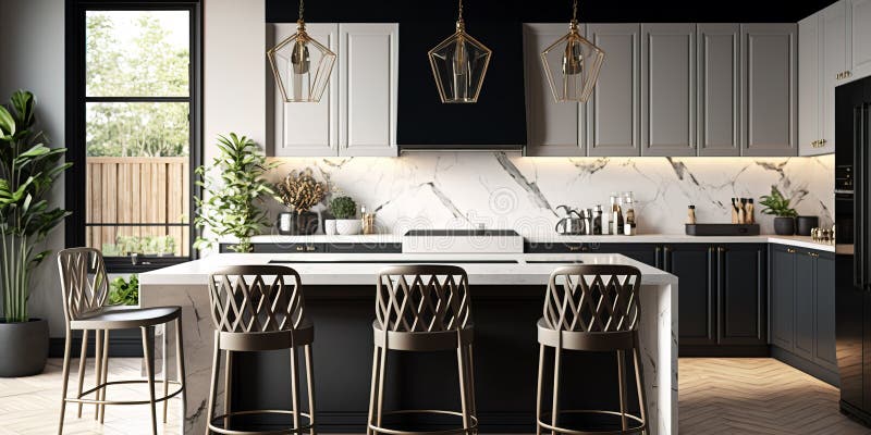 Beautiful Kitchen in Luxury Modern Contemporary Home Interior ...