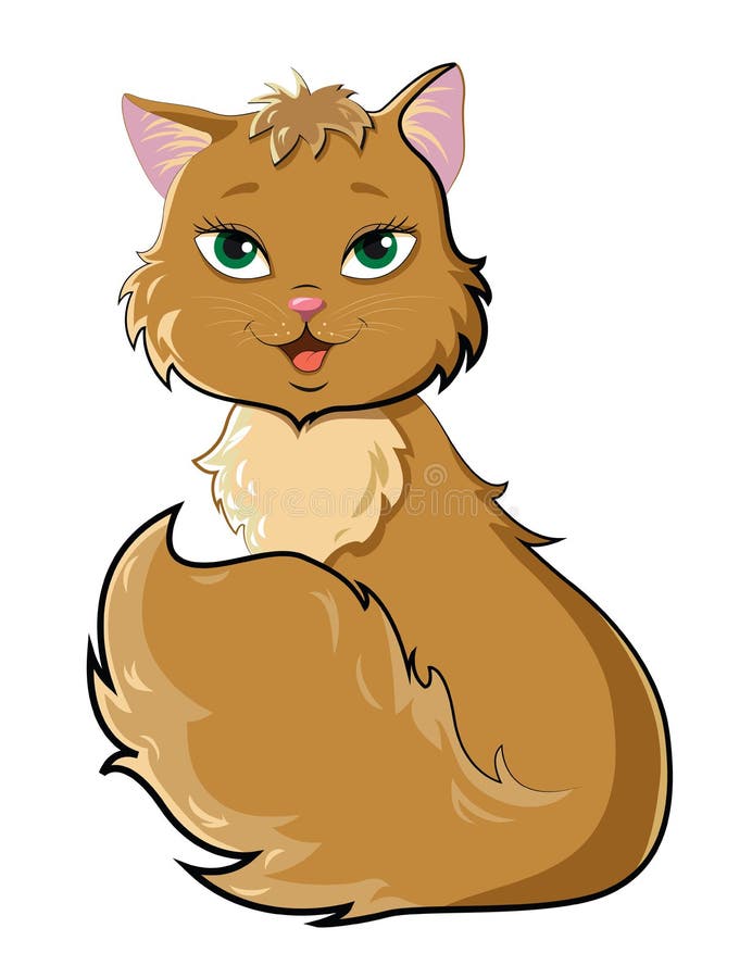 Beautiful Kitty Brown with Large Green Eyes and Bangs Sitting Stock ...