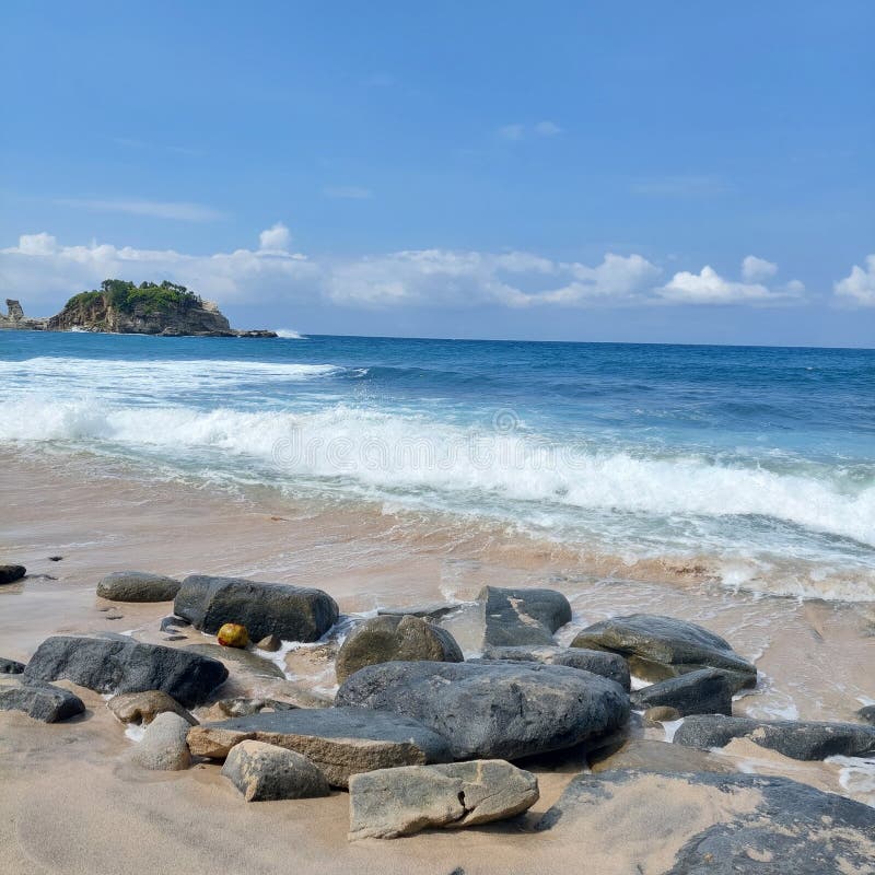 Beautiful Klayar Beach with a Very Beautiful Blue Sea Stock Photo ...