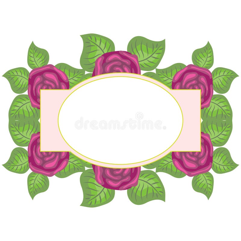 Beautiful Label with Roses and Leaves Stock Vector - Illustration of ...