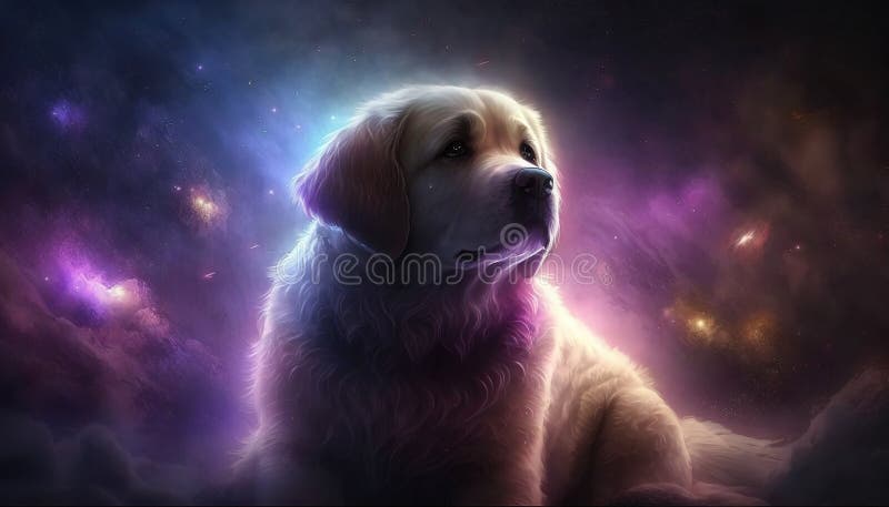 A Beautiful Labrador in Space, Cute Dog with Galaxy Theme, Generative ...